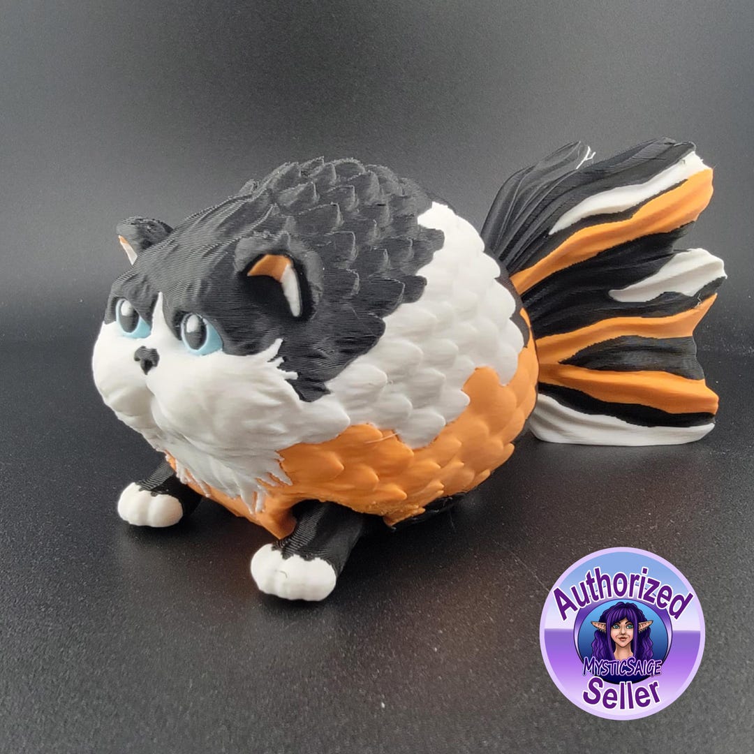 Catfish Mermaid Cat Fidget Toy: Articulated Fantasy Fish Kitten - Etsy