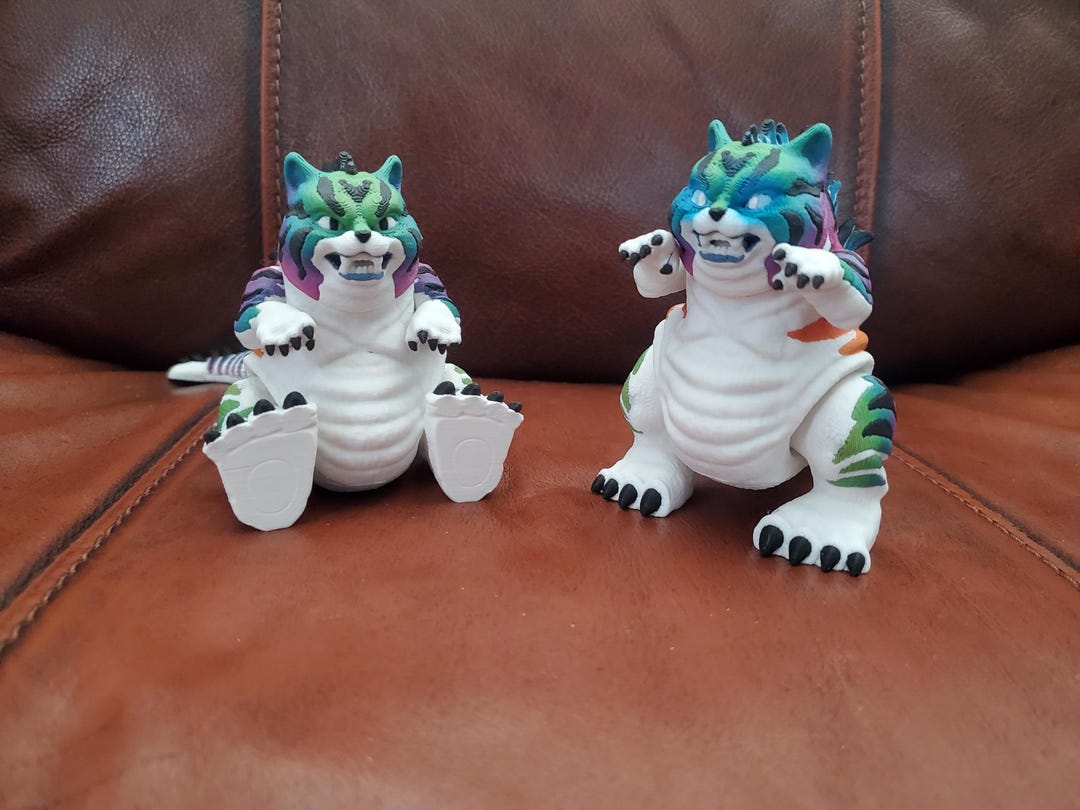 Catzilla HAND PAINTED Atomic Glow Var. Articulated 3D Printed Fidget ...