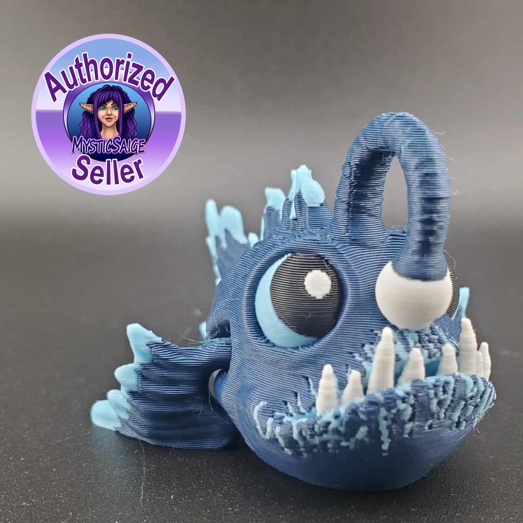 3D Printed Angler Fish Fidget Toy: Glow-in-the-dark Articulated Mini - Etsy