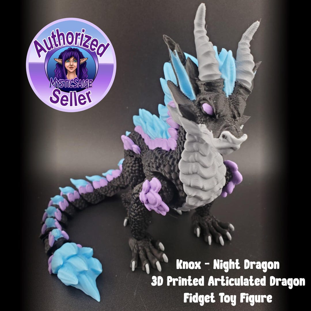 Knox - Glow in the Dark 3D Printed Articulated Night Dragon Flexi ...