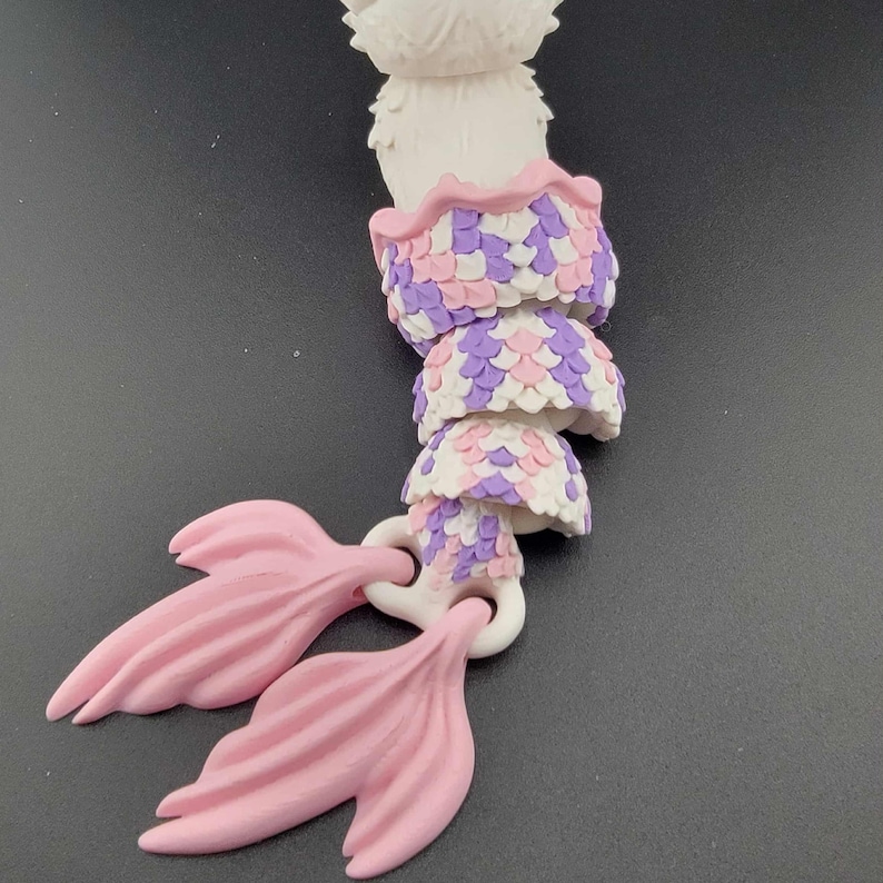 Mermaid Cat 3D Printed Flexi Articulated Fantasy Mercat Fidget Figure ...