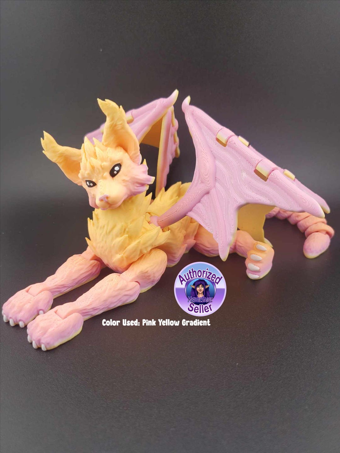 Dragon Cat Figure | 3D Printed Articulated Fantasy Toy With Poseable ...