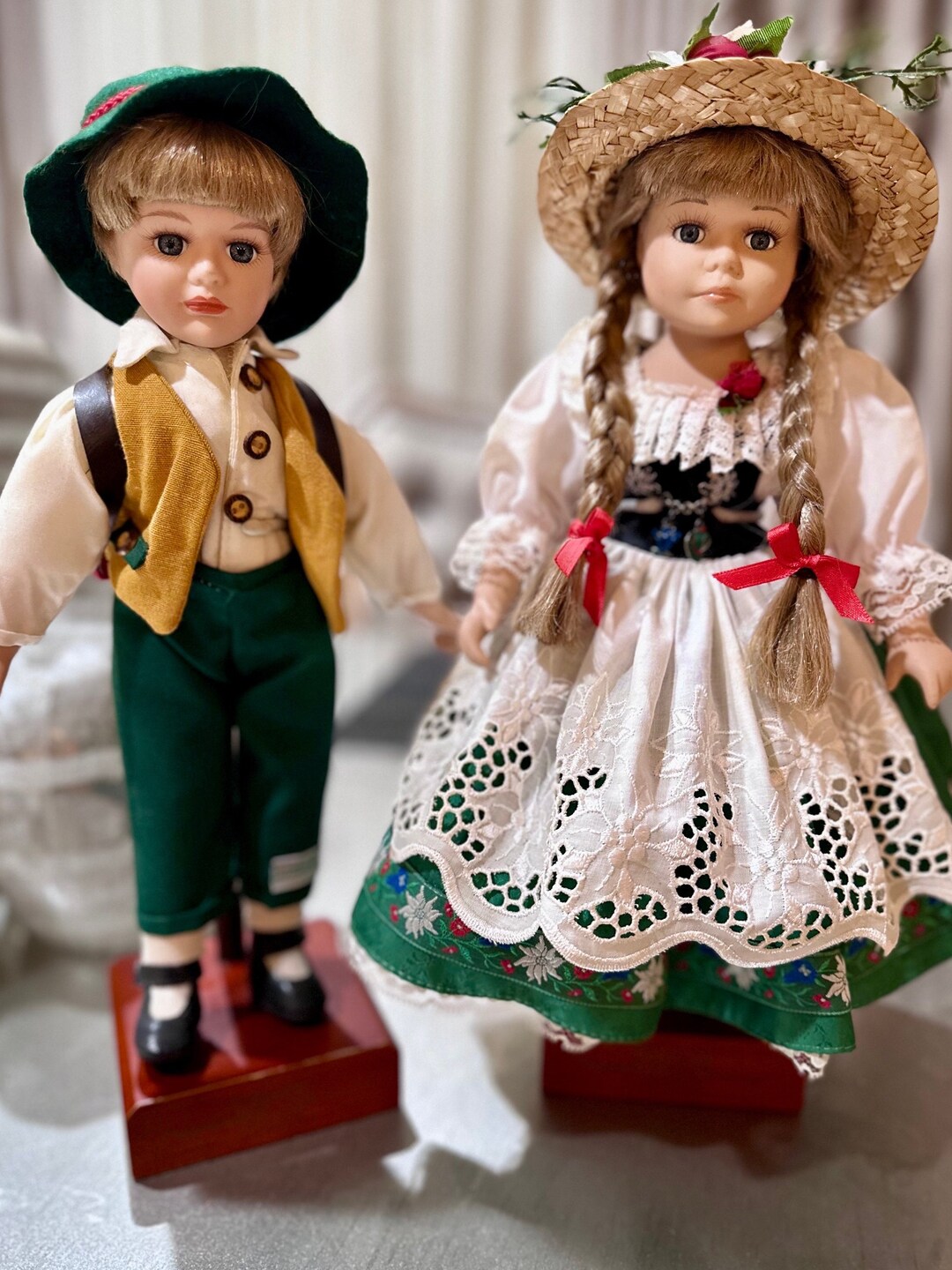 Germany Bavarian Boy and Girl Dolls by Schneider in Traditional ...