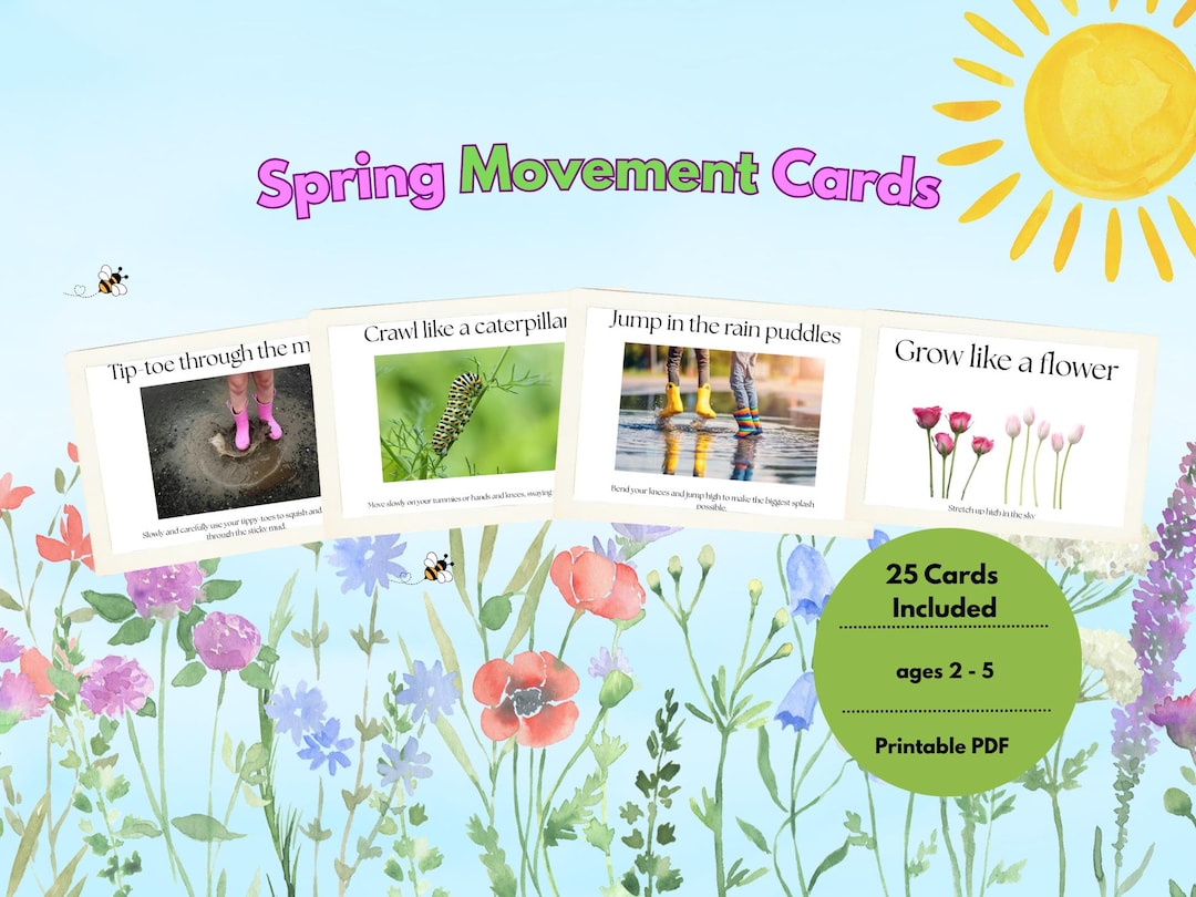 Spring Movement Cards for Toddlers | Gross Motor Activity | Preschool ...
