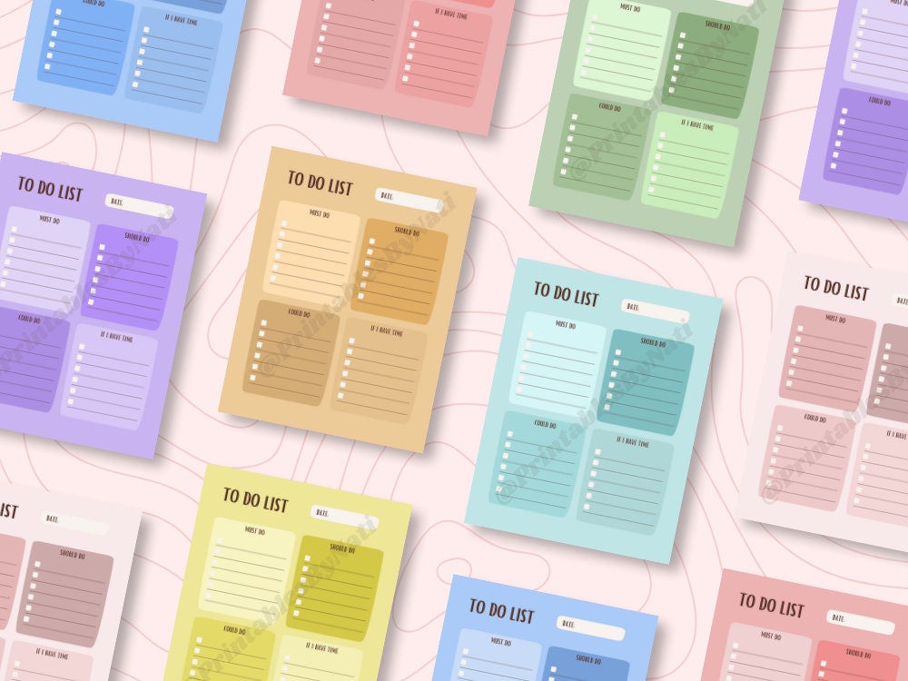 Colorful To-do List Color Block Stationary Planner Custom Printable ...