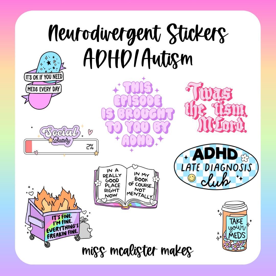 Neurodivergent Stickers ADHD & Autism Coded - Etsy