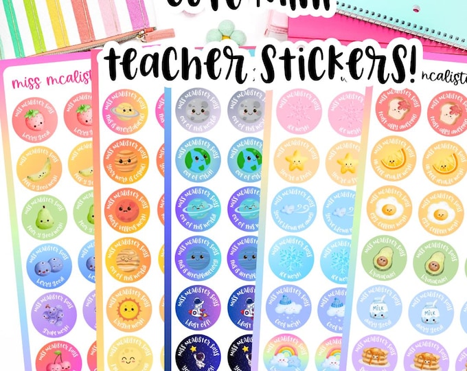 Cute Personalized Mini Teacher Stickers: Classroom Reward Stickers - Etsy