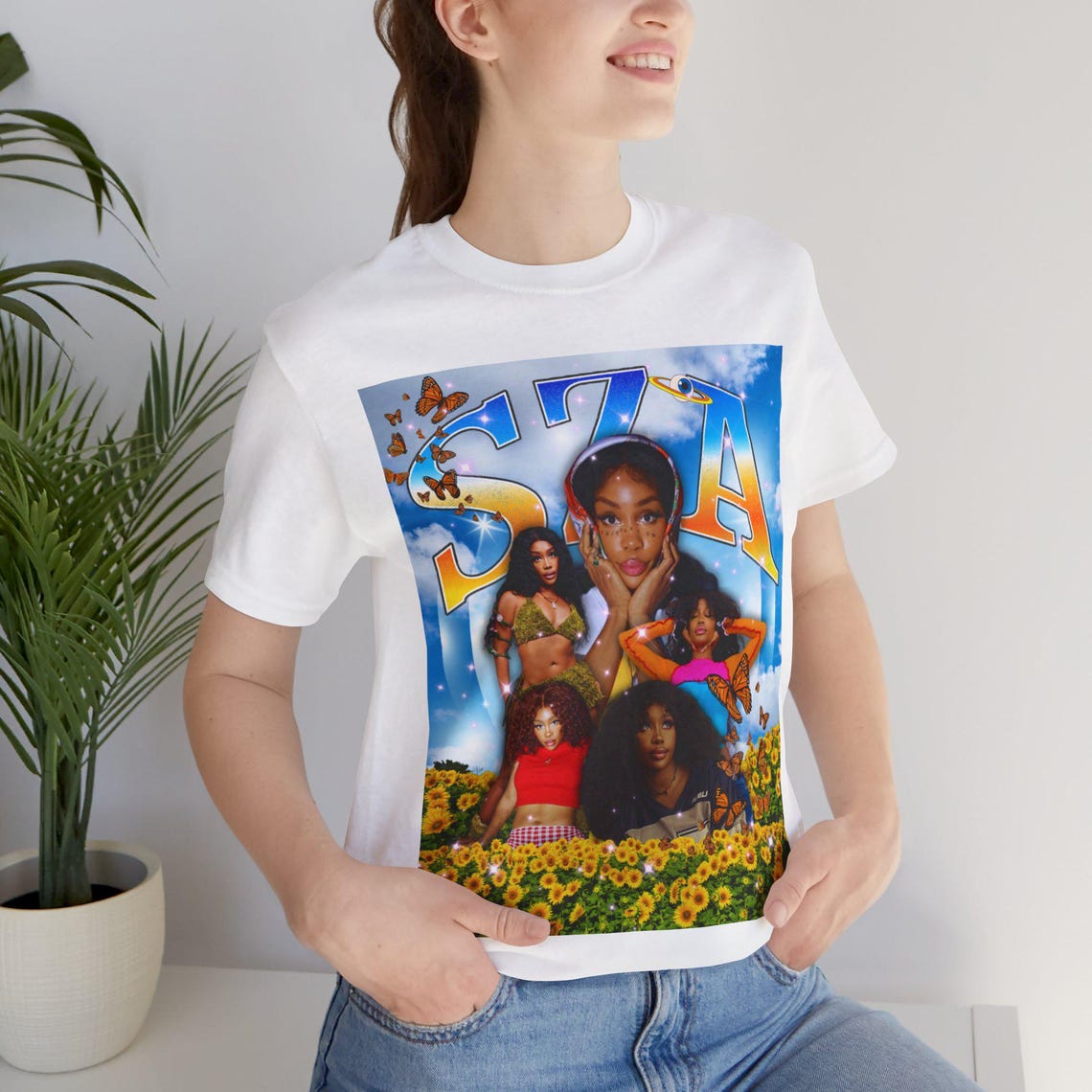 Sza Shirt, Sza Full of Butterflies Shirt, Sza Unisex Jersey Short ...