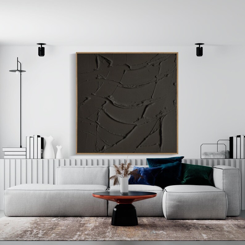 Black Textured Wall Art Black Textured Abstract Art Black 3D Textured ...
