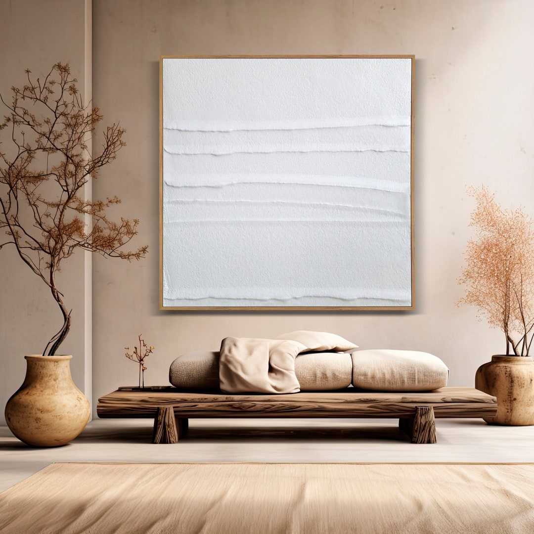Large White Textured Wall Art White Minimalist Painting White Abstract ...