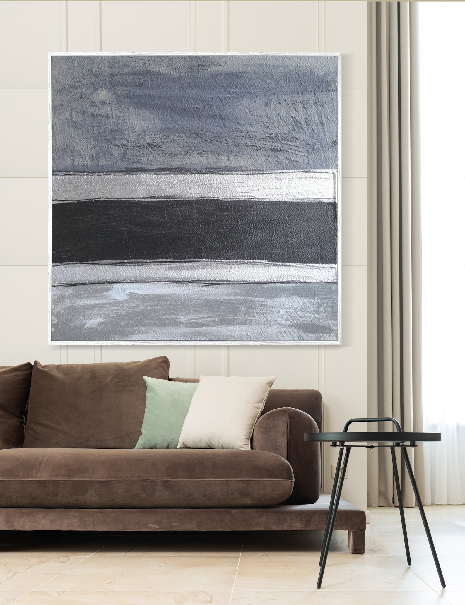 Silver and Black Wall Art Silver Artwork Silver Textured Abstract ...