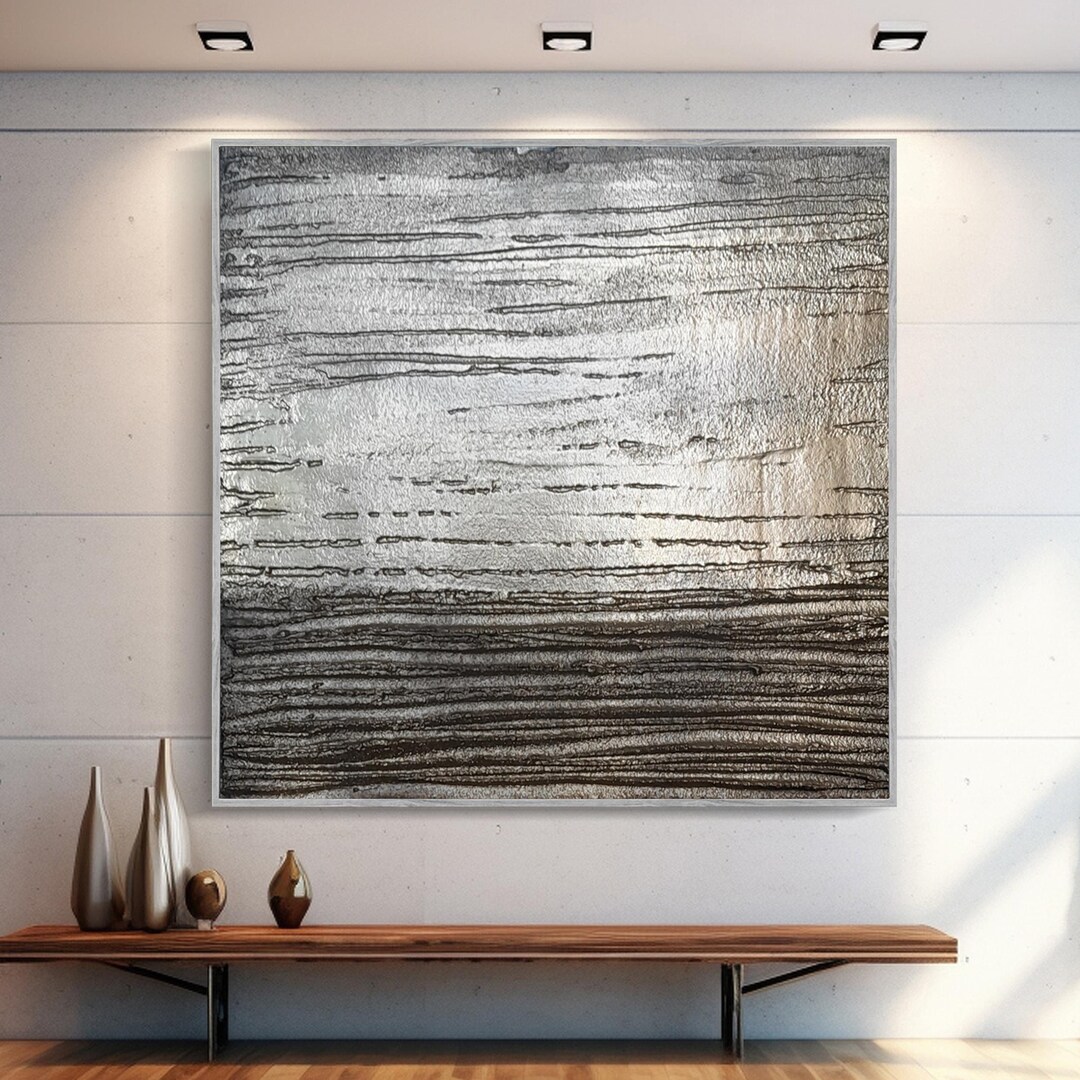 Deep Textured Metal Art Large Industrial Wall Art Gold and Green ...