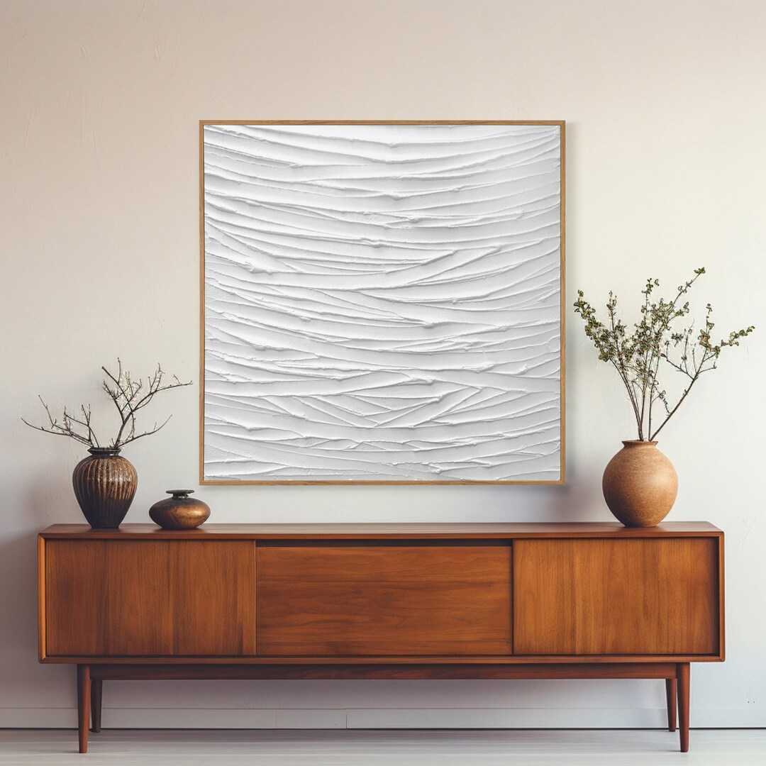White Plaster Art, White Minimalist Painting White Abstract Painting ...