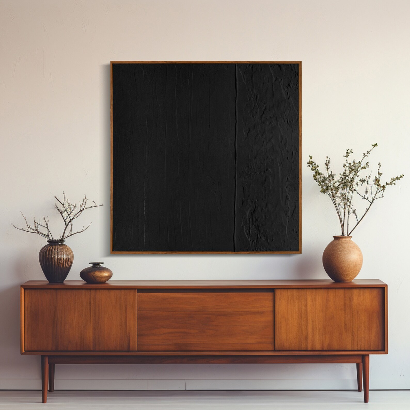 Large Black Abstract Art, Black Wall Decor, Black Wall Art, Black 3D ...