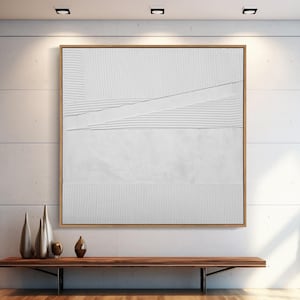 White Geometric Art Heavy Texture White Abstract Wall Art White 3D Wall ...
