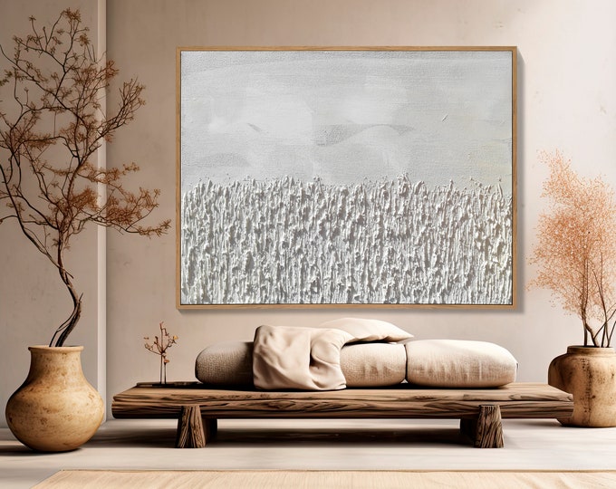 Beige Wabi Sabi Painting Pure Beige Wall Art Larger Bige Wall Art ...