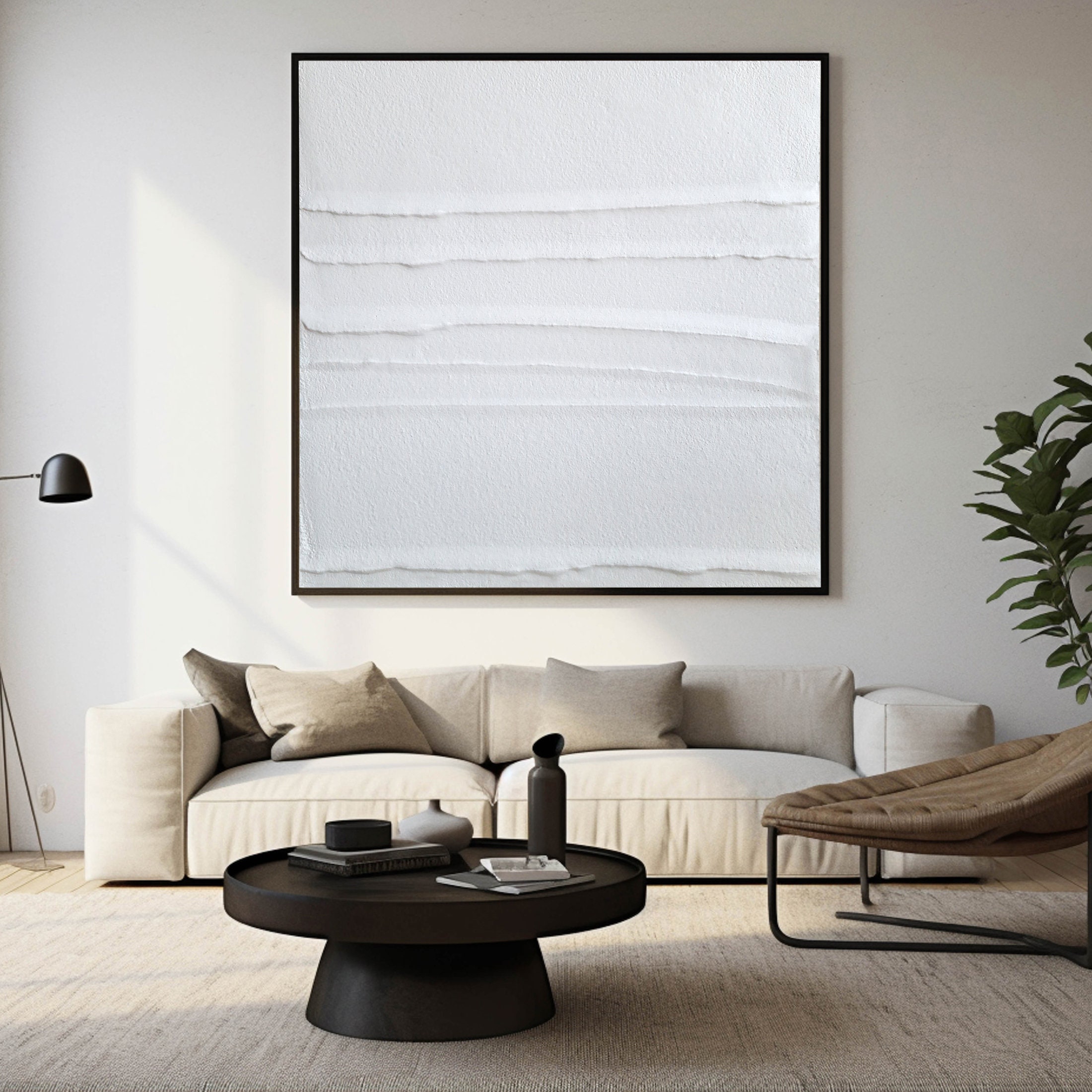 Large White Textured Wall Art White Minimalist Painting White Abstract ...