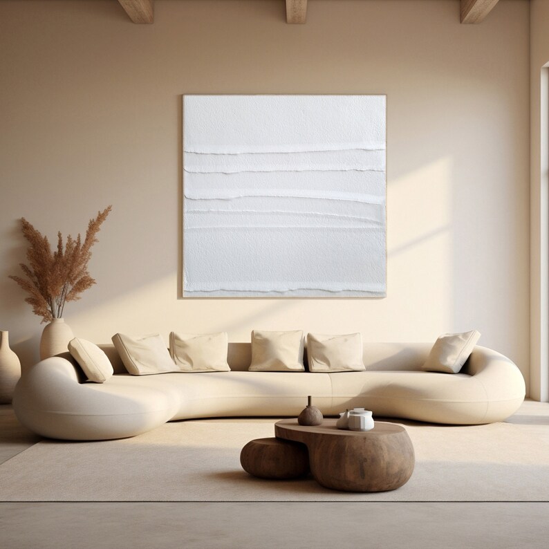 Large White Textured Wall Art White Minimalist Painting White Abstract ...