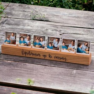 Personalised 3 Photos With Wooden Stand, Wooden Photo Display Stand ...