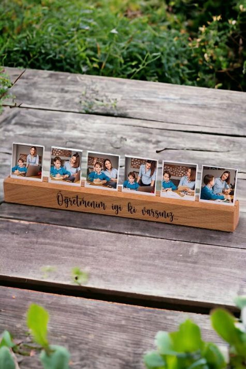 Personalised 3 Photos With Wooden Stand, Wooden Photo Display Stand ...