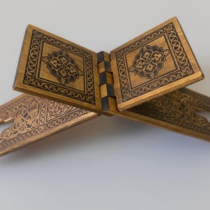 Wooden Book Stand, Adjustable Lectern, Folding Handmade Bookshelf, Book ...