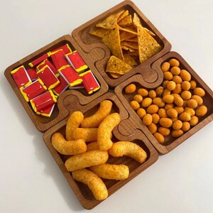 Wooden Puzzle Snack, 4 Snack Bowls, Wooden Snack Bowl - Etsy
