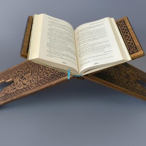 Wooden Book Stand, Adjustable Lectern, Folding Handmade Bookshelf, Book ...