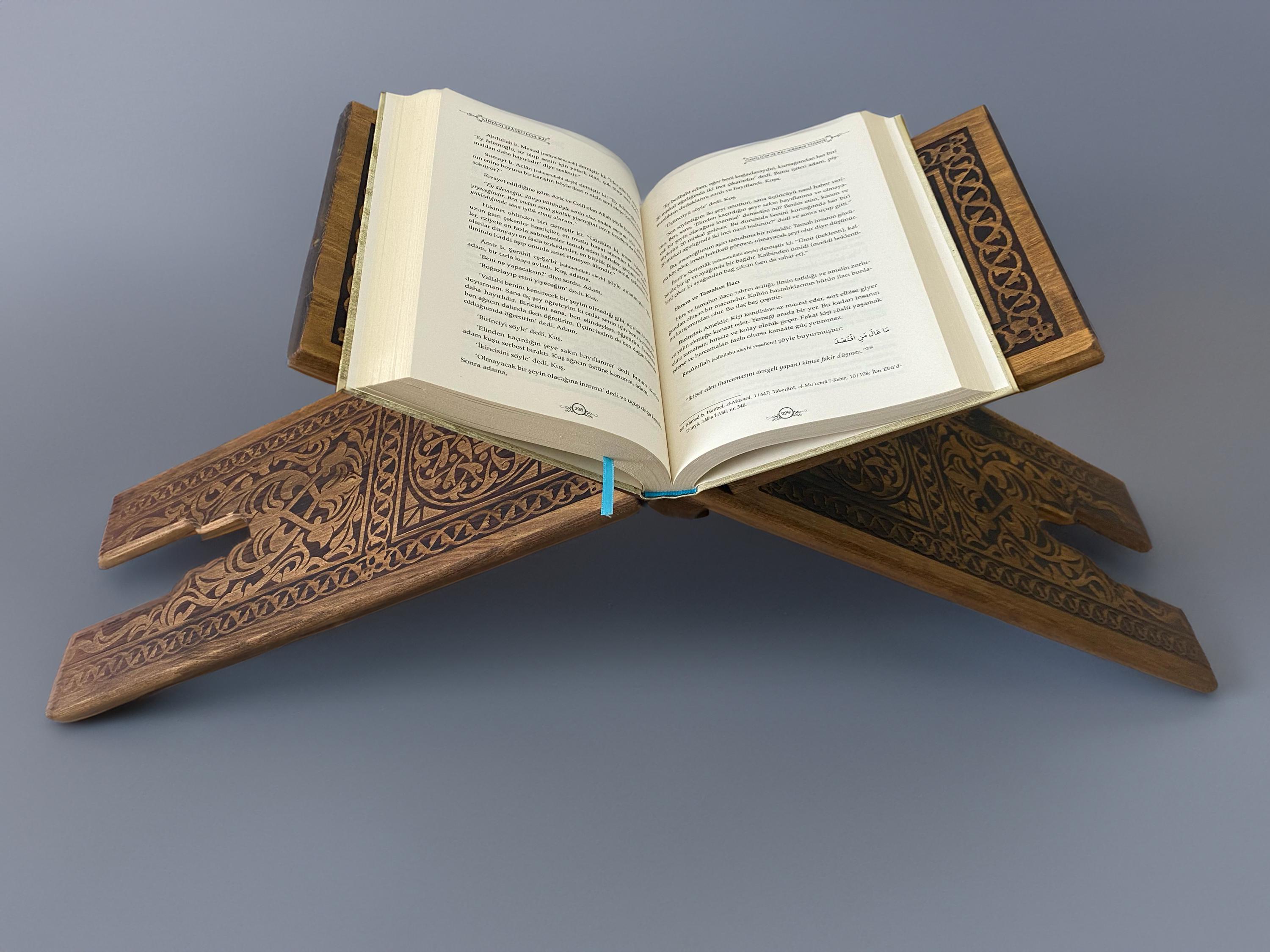 Wooden Book Stand, Adjustable Lectern, Folding Handmade Bookshelf, Book ...