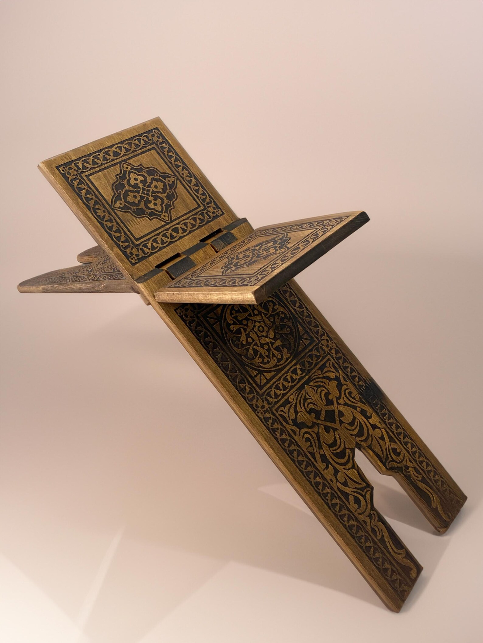 Wooden Book Stand, Adjustable Lectern, Folding Handmade Bookshelf, Book ...