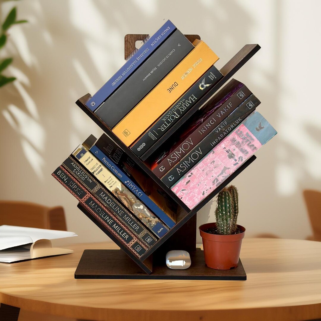 Bookcase With Desktop Shelf, Desktop Tree Bookshelf, Wooden Bookshelves ...