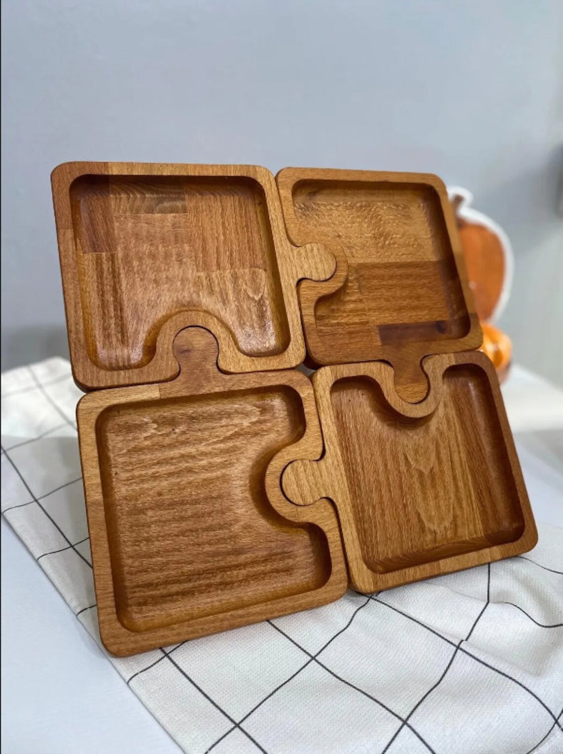 Wooden Puzzle Snack, 4 Snack Bowls, Wooden Snack Bowl - Etsy