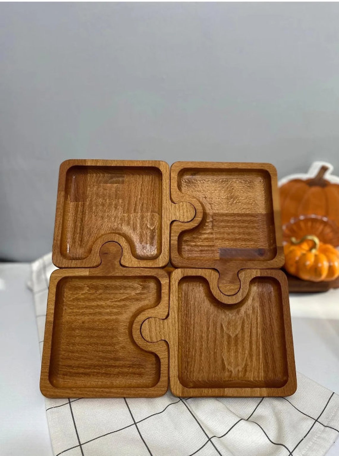 Wooden Puzzle Snack, 4 Snack Bowls, Wooden Snack Bowl - Etsy