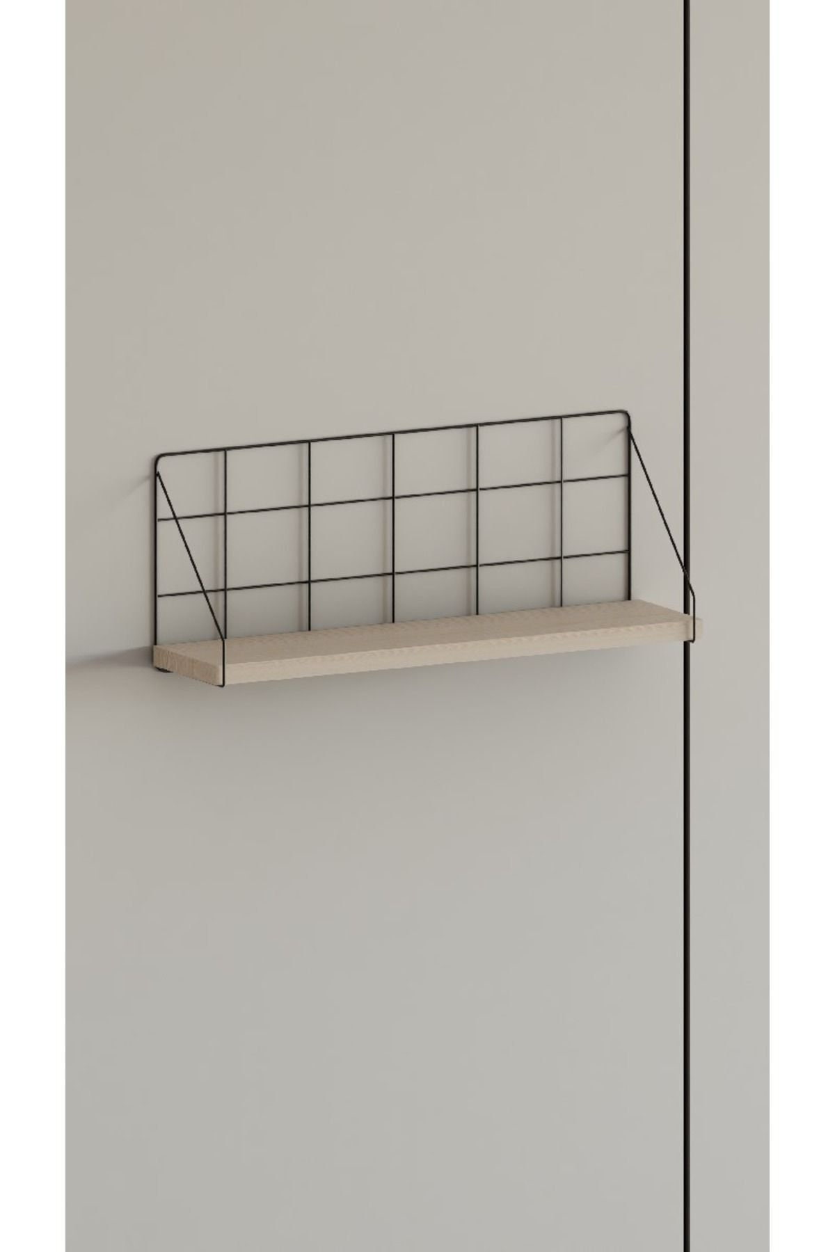 Minimalist Design Wooden Shelf With Metal Hanger Single Model, Elegance ...