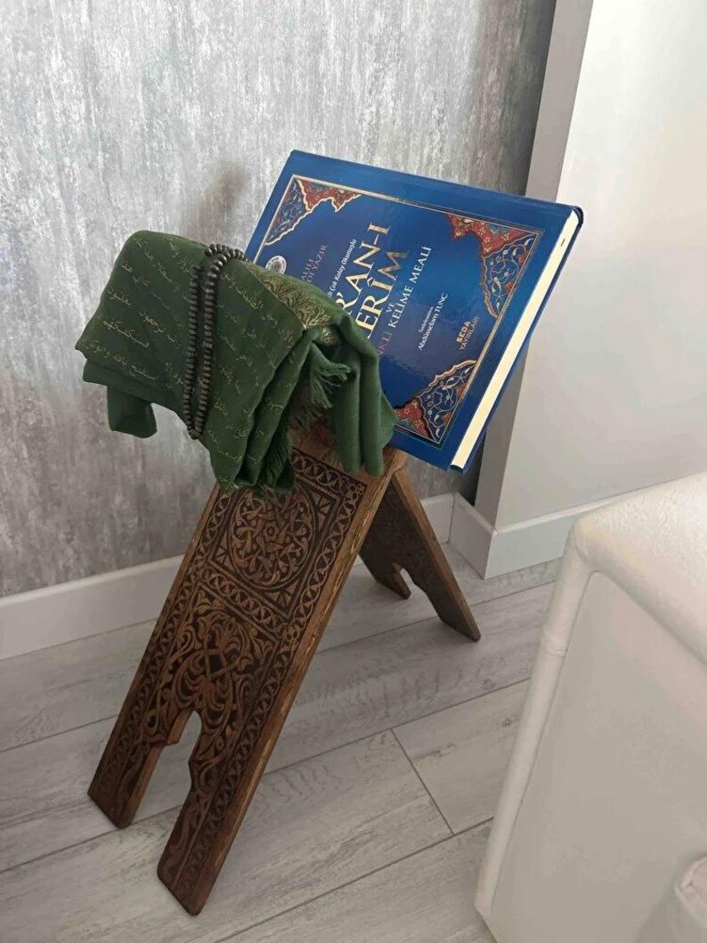 Wooden Book Stand, Adjustable Lectern, Folding Handmade Bookshelf, Book ...
