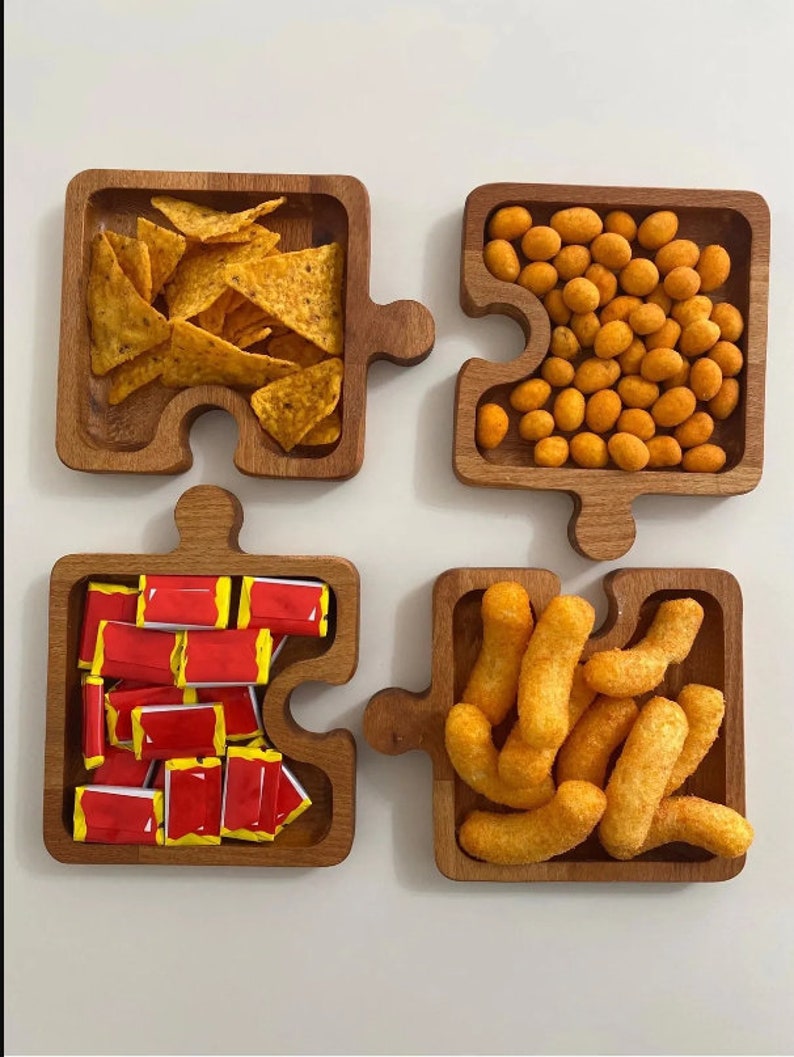 Wooden Puzzle Snack, 4 Snack Bowls, Wooden Snack Bowl - Etsy