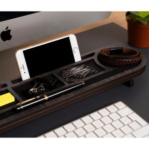 Wooden Deskop Organizer Set - Walnut Desktop Tray, Modular Design ...
