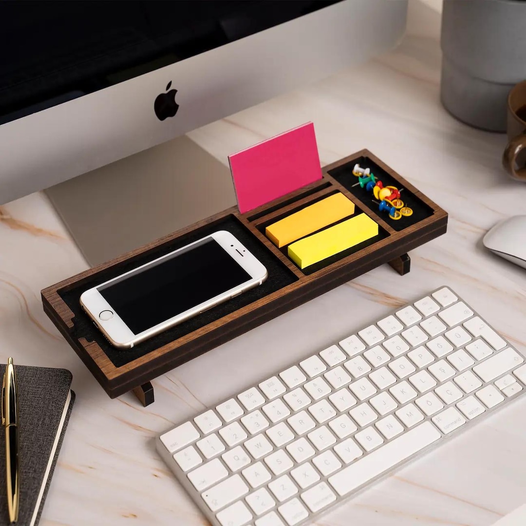 Wooden Deskop Organizer Set - Walnut Desktop Tray, Modular Design ...