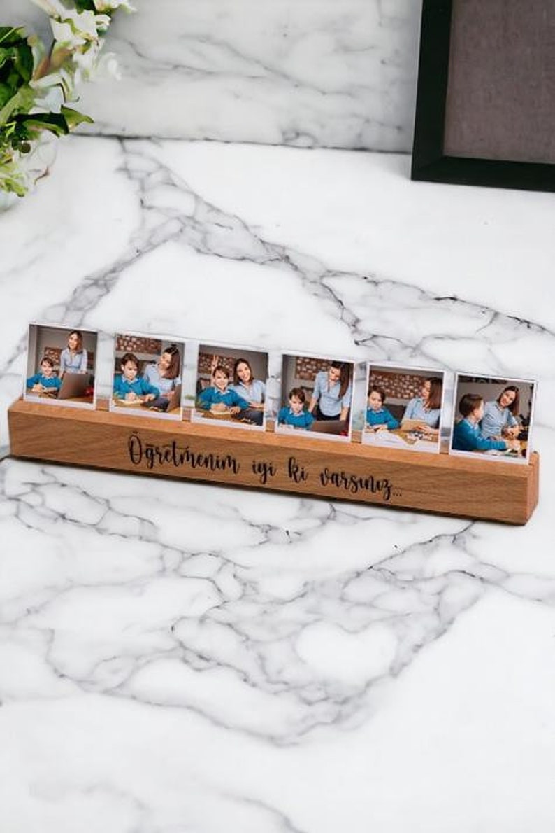 Personalised 3 Photos With Wooden Stand, Wooden Photo Display Stand ...