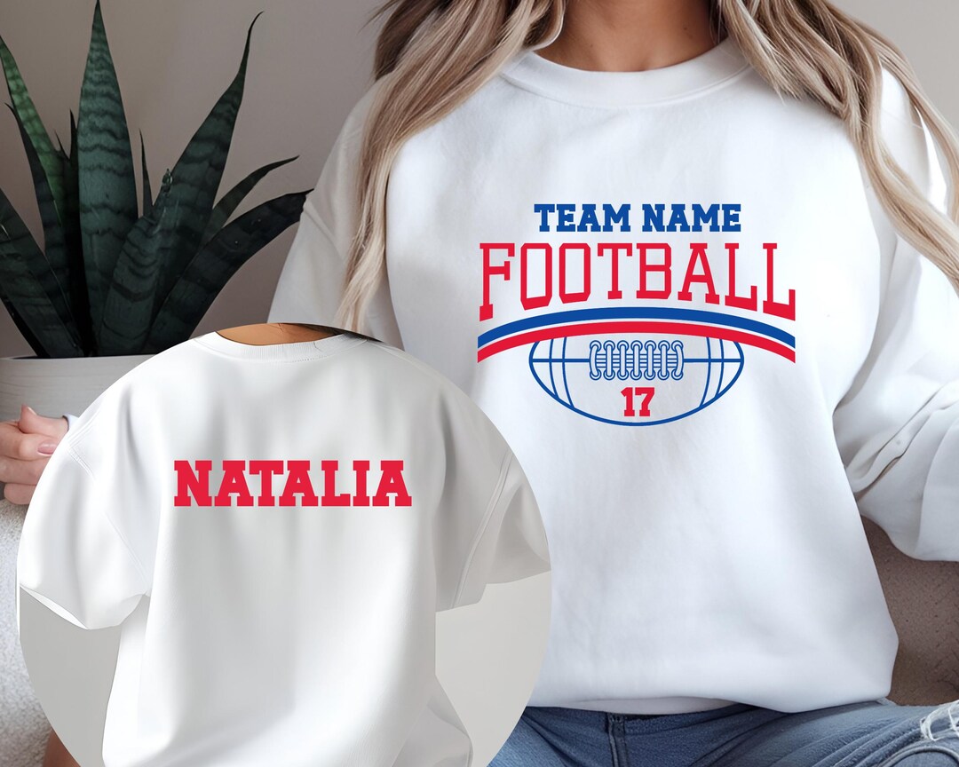 Custom Football Team Name Sweatshirt, Personalized Name & Number Hoodie ...