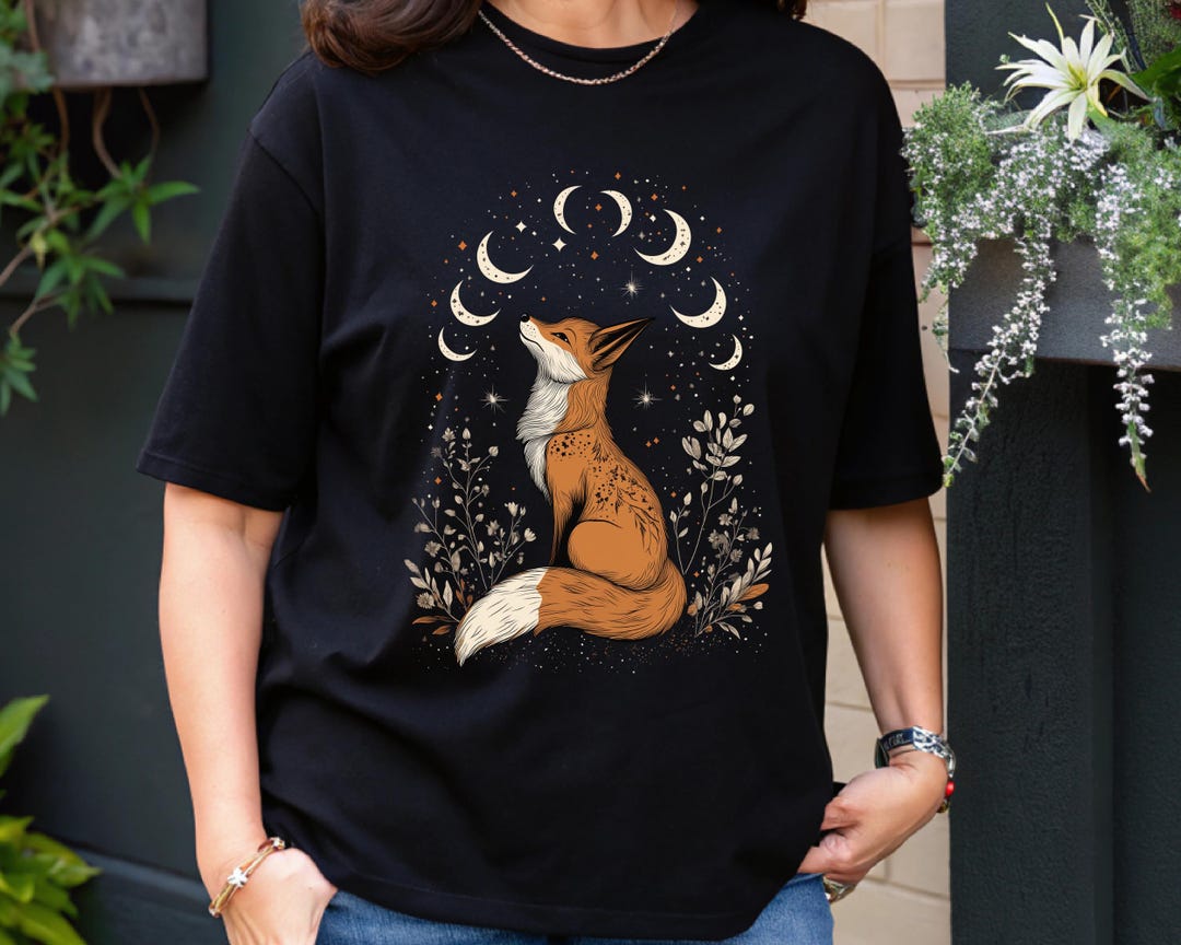 Fox Shirt, Folklore Design, Boho Magic T-shirt, Nature-inspired Shirt ...