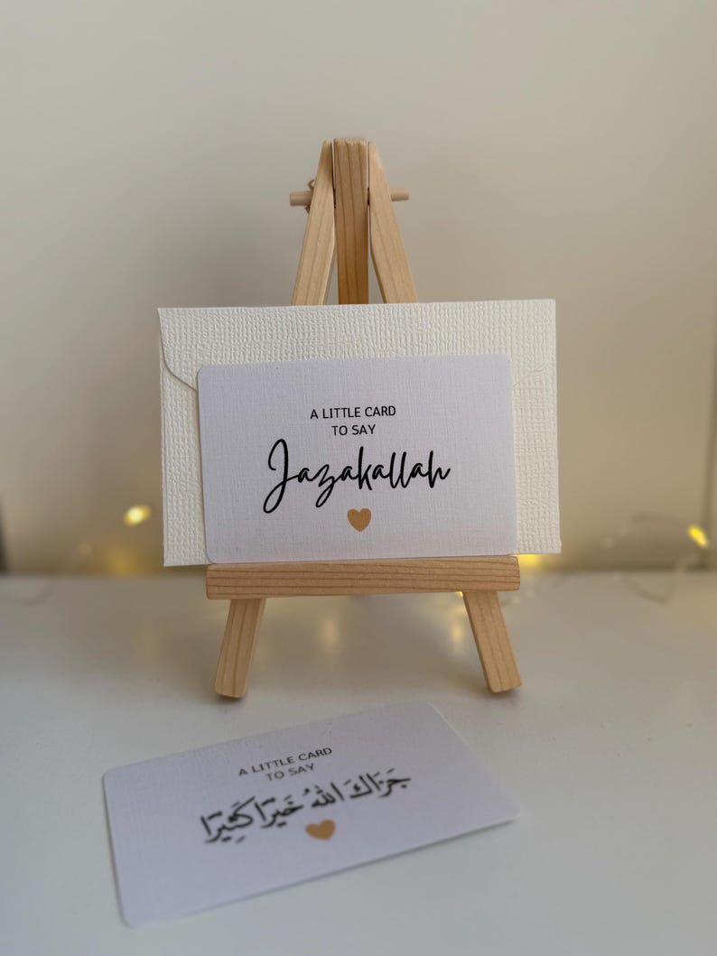 Islamic Luxury Jazakallah Mini Card, Muslim Gift Blank Islamic Thank ...