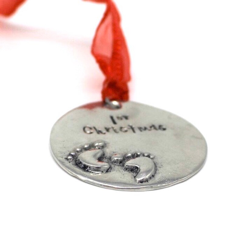 Baby's first christmas ornament personalized pewter | Etsy
