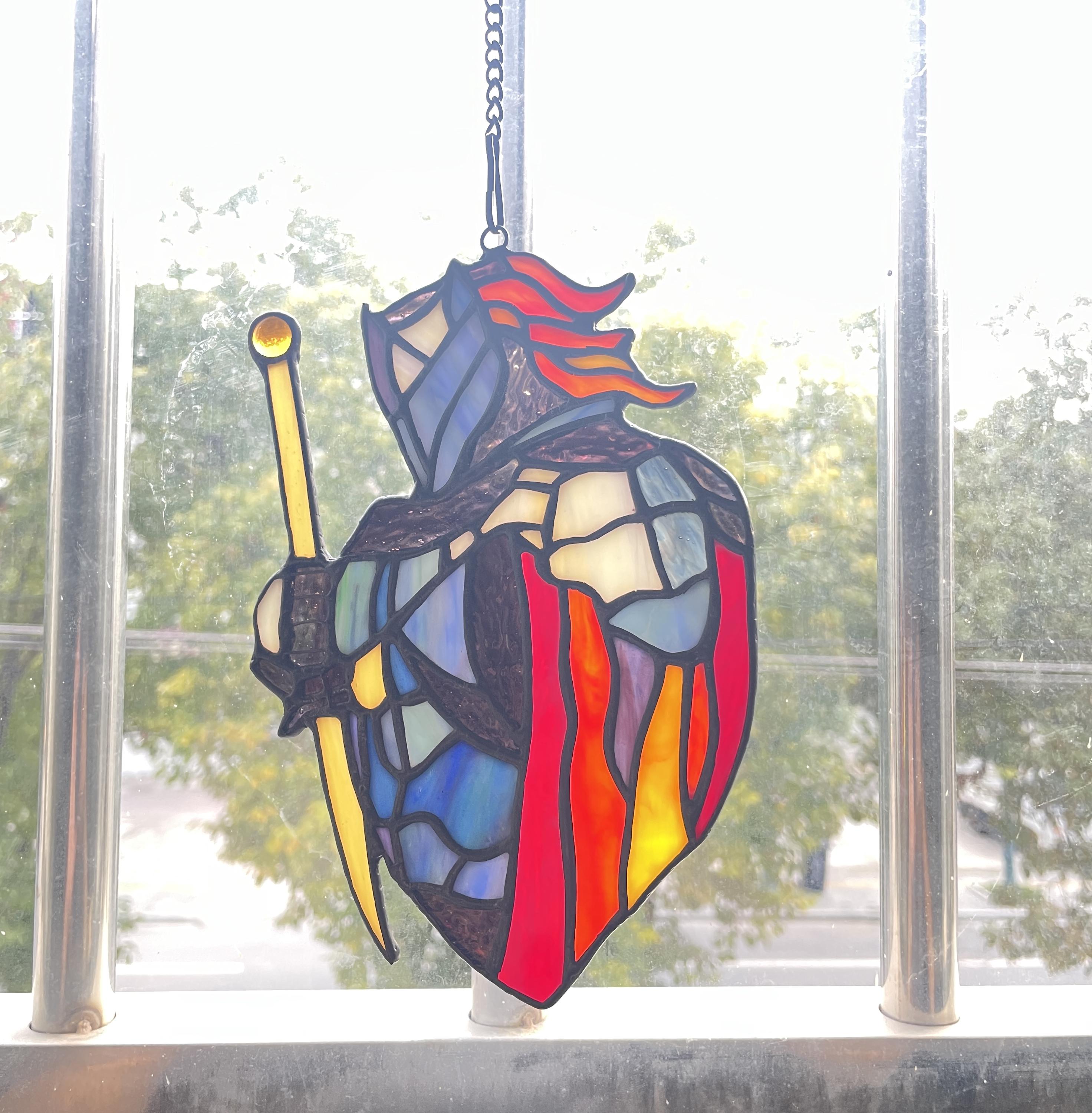 Masked Knight Stained Glass Window Hangings Suncatcher Home Decoration ...