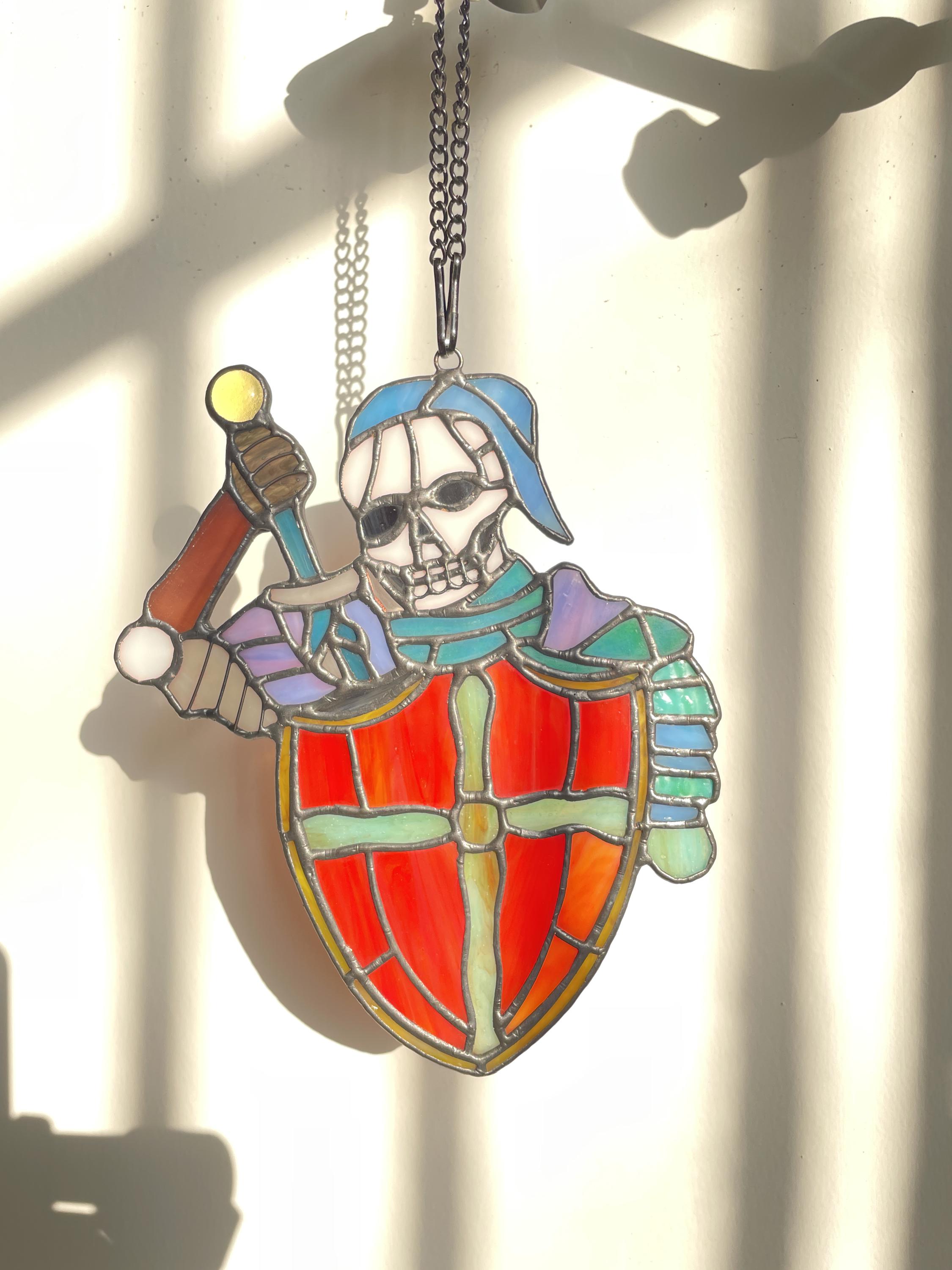 Skeleton Pirate Stained Glass Window Hangings Suncatcher Home ...