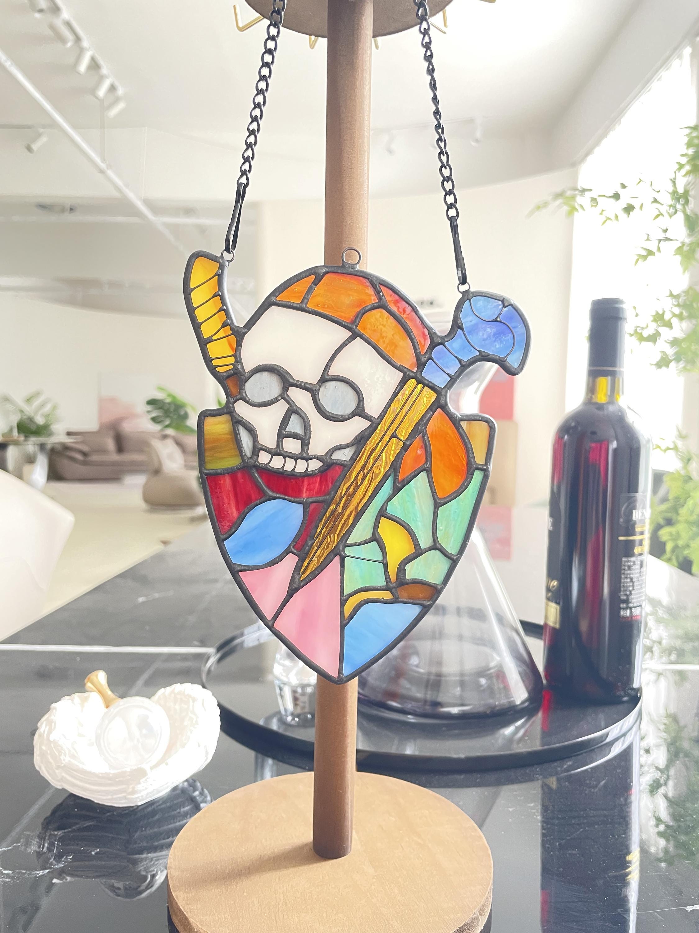 Skeleton Pirate Stained Glass Window Hangings Suncatcher Home ...