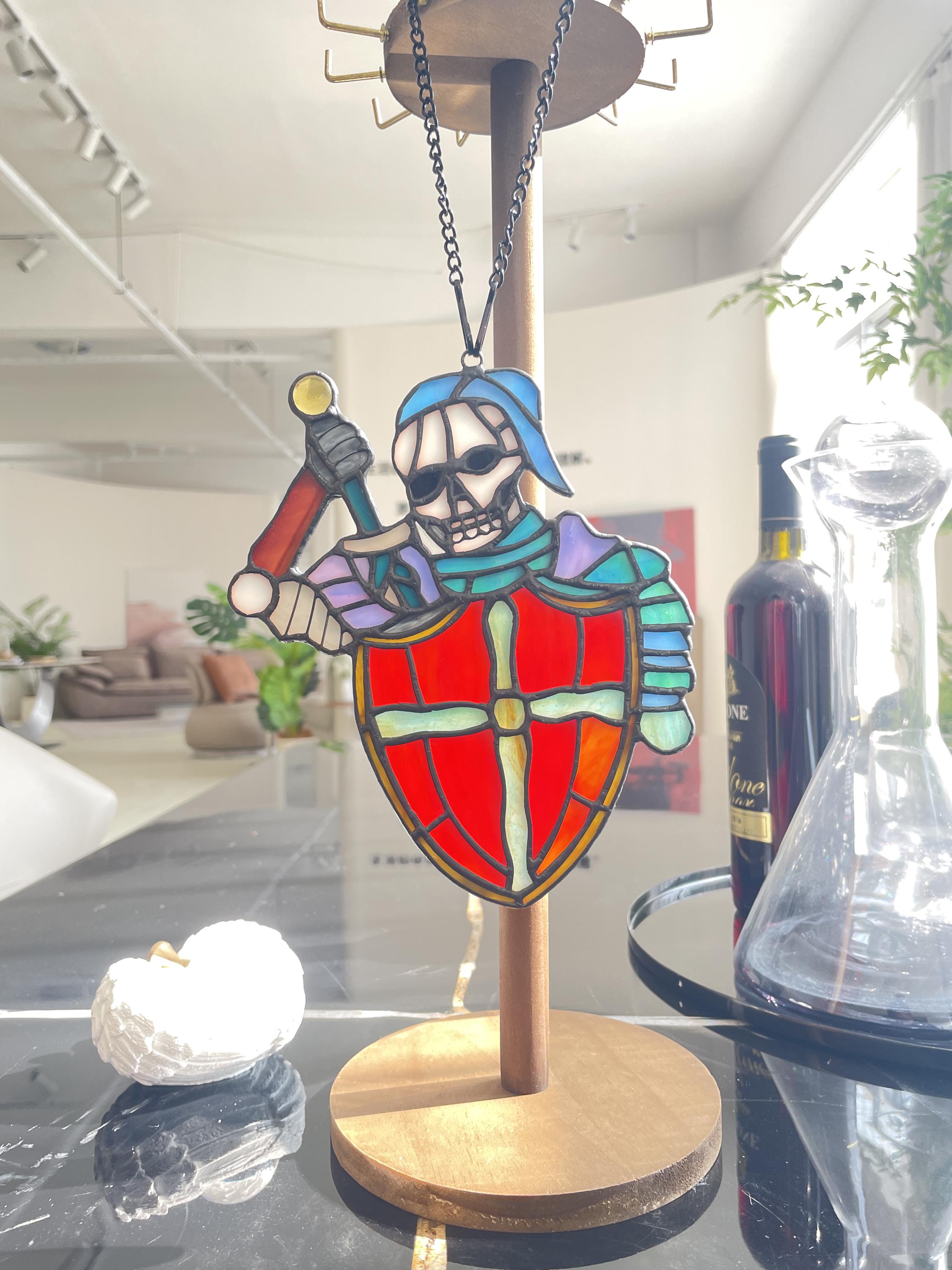 Skeleton Pirate Stained Glass Window Hangings Suncatcher Home ...