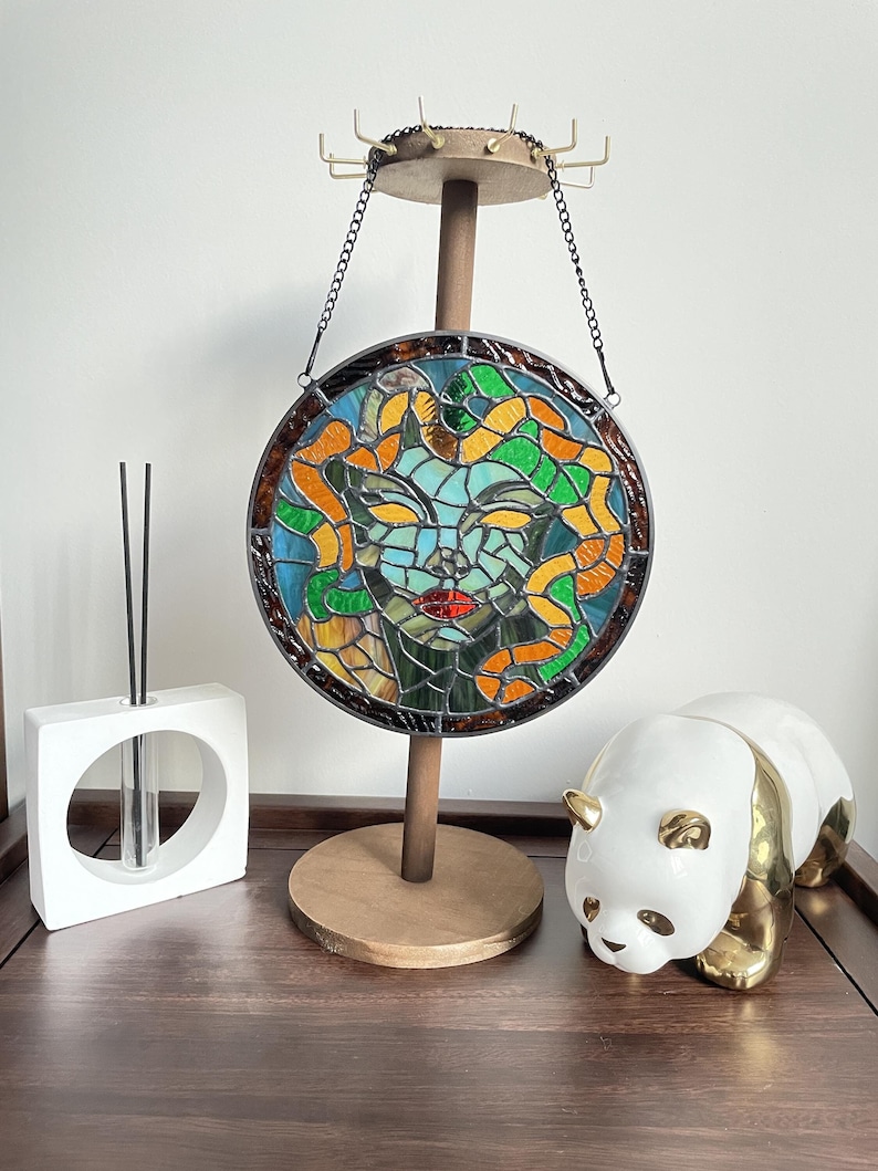 Medusa Stained Glass Window Hangings Suncatcher Home Decoration Gothic ...