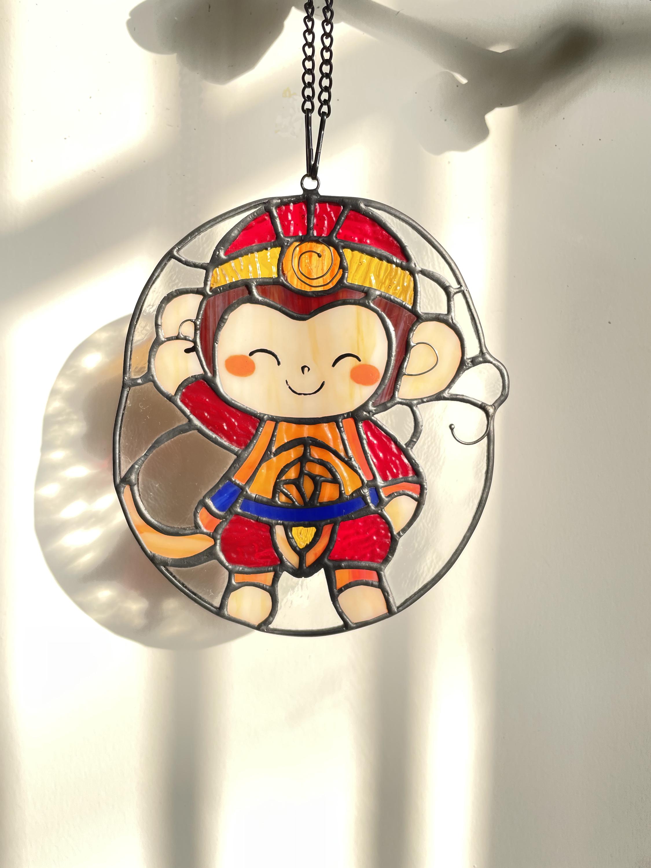 Sun Wukong Monkey King Stained Glass Window Hangings Suncatcher Home ...
