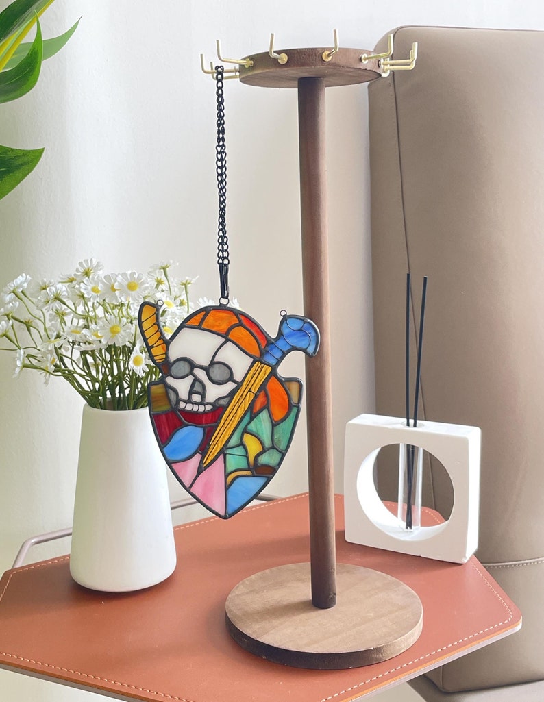 Skeleton Pirate Stained Glass Window Hangings Suncatcher Home ...
