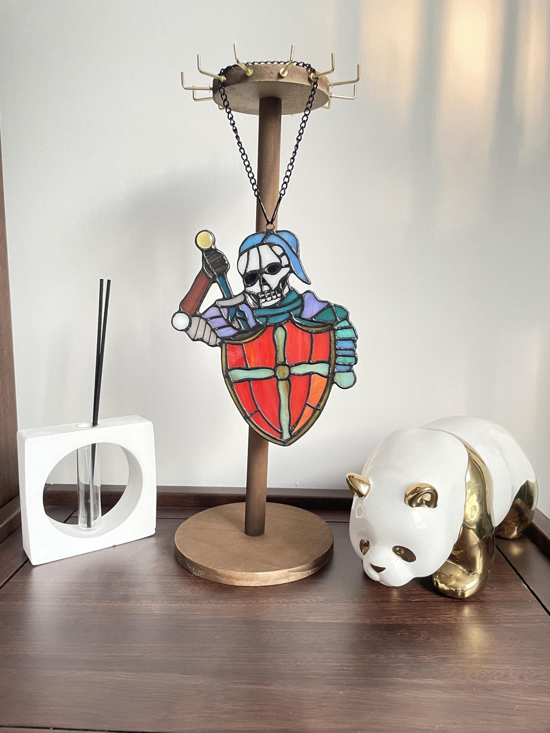 Skeleton Pirate Stained Glass Window Hangings Suncatcher Home ...